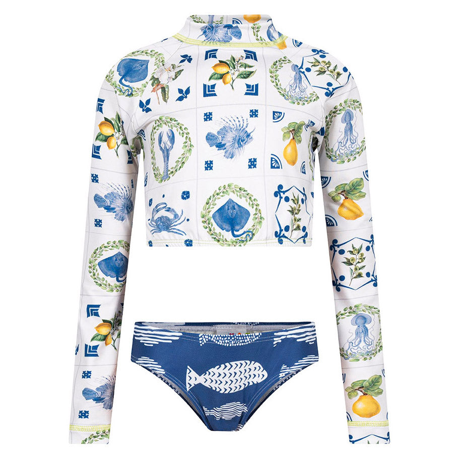 Amalfi Coast Girls Cropped Rash Guard Set | Krio + Color – Krio Color