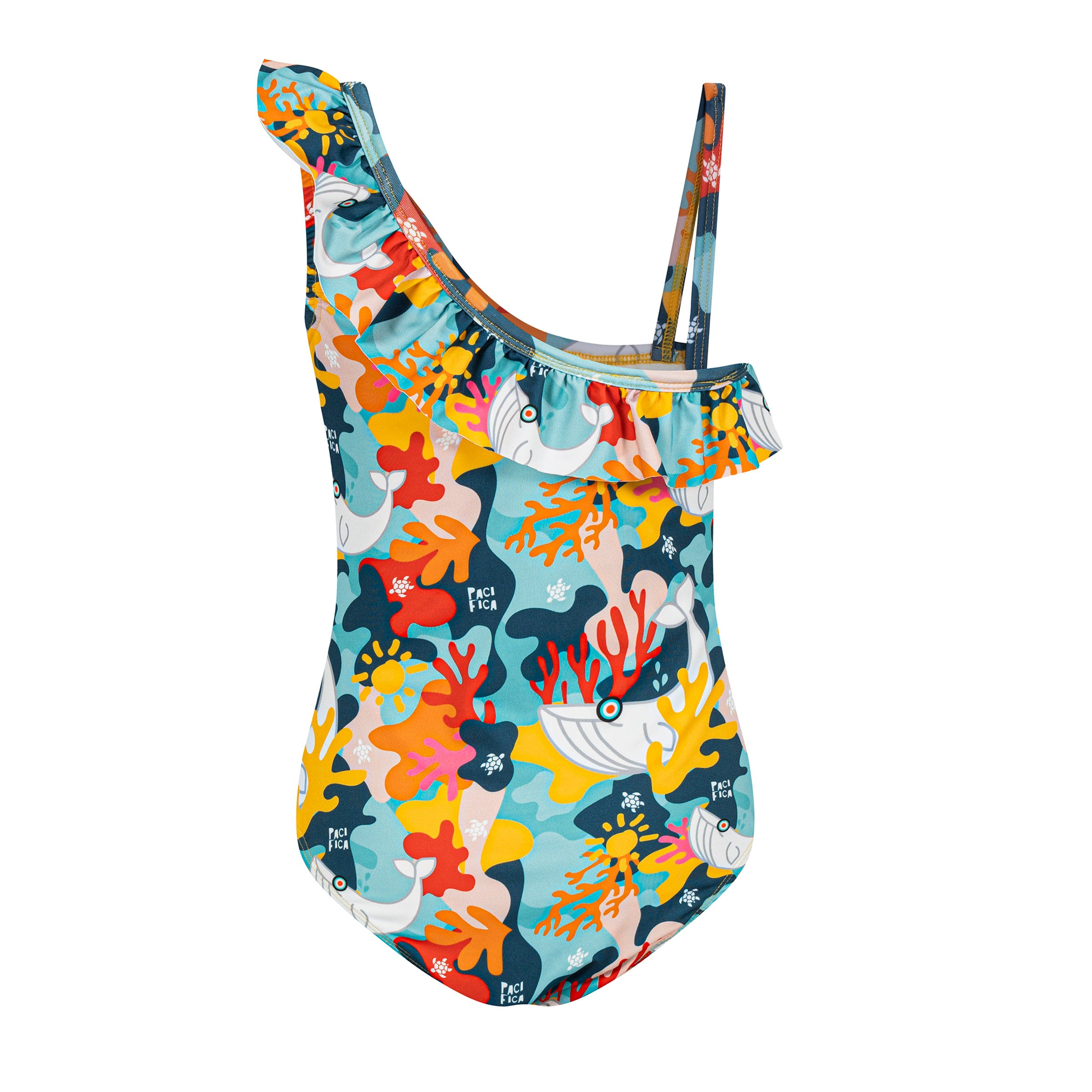 One Shoulder Ruffle Swimsuit Pacifica – Krio Color